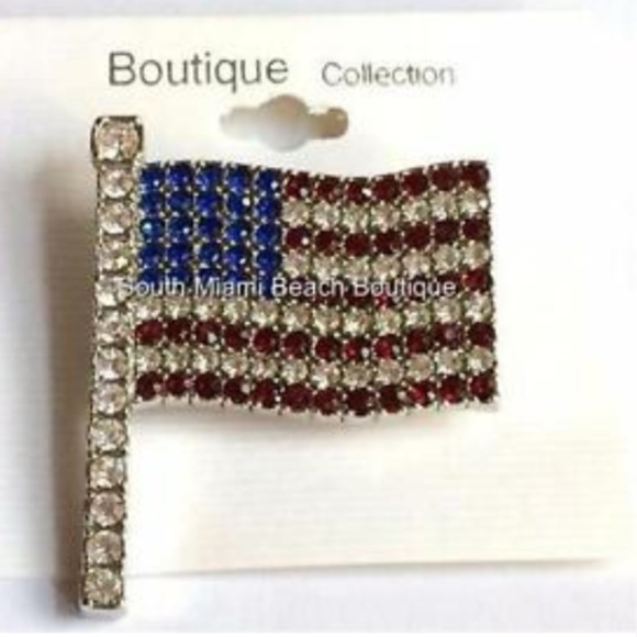 Boutique Collection | Jewelry | Silver Crystal Usa Flag Pin Brooch ...